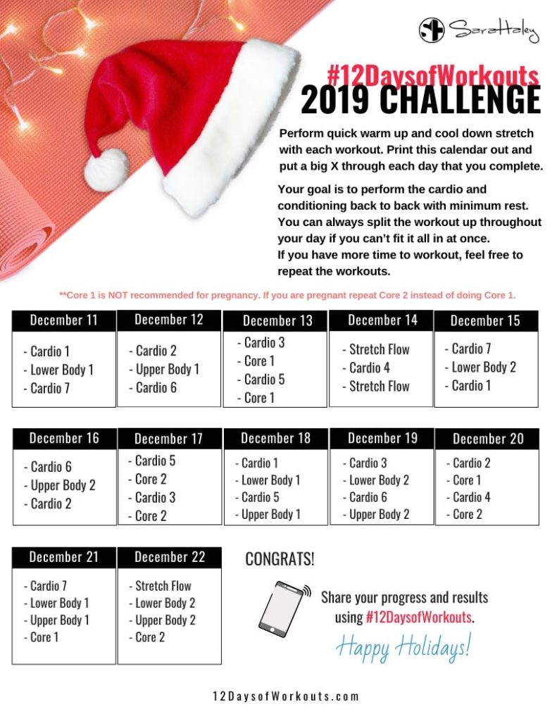 2019 12 Days of Workouts Checklist_v3 – Sara Haley